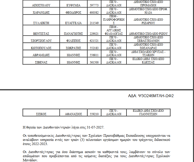 ΟΙ ΝΕΟΙ ΔΙΕΥΘΥΝΤΕΣ ΚΑΙ ΟΙ ΟΙ ΝΕΕΣ ΔΙΕΥΘΥΝΤΡΙΕΣ ΣΧΟΛΙΚΩΝ ΜΟΝΑΔΩΝ ...